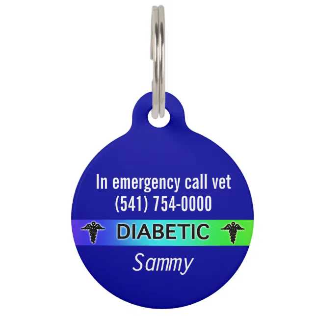 Blue Diabetic medical alert dog tag | Zazzle