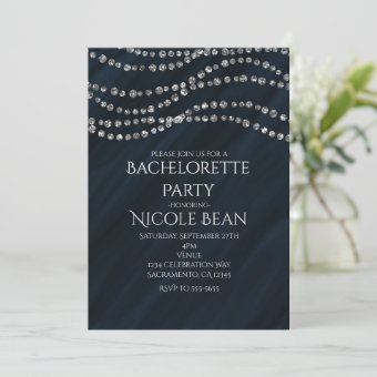 Blue & Diamond Glamour Bling Party Invitations | Zazzle