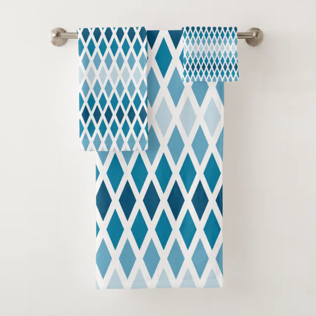Blue Diamond Ombre Bath Towel Set | Zazzle
