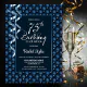 Blue Diamond Pattern 75th Birthday Party Invitation | Zazzle