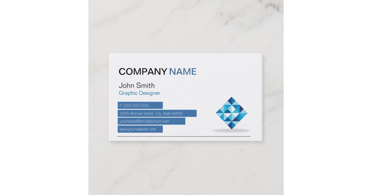 Blue Diamond Symbol - Modern Professional Business Card | Zazzle