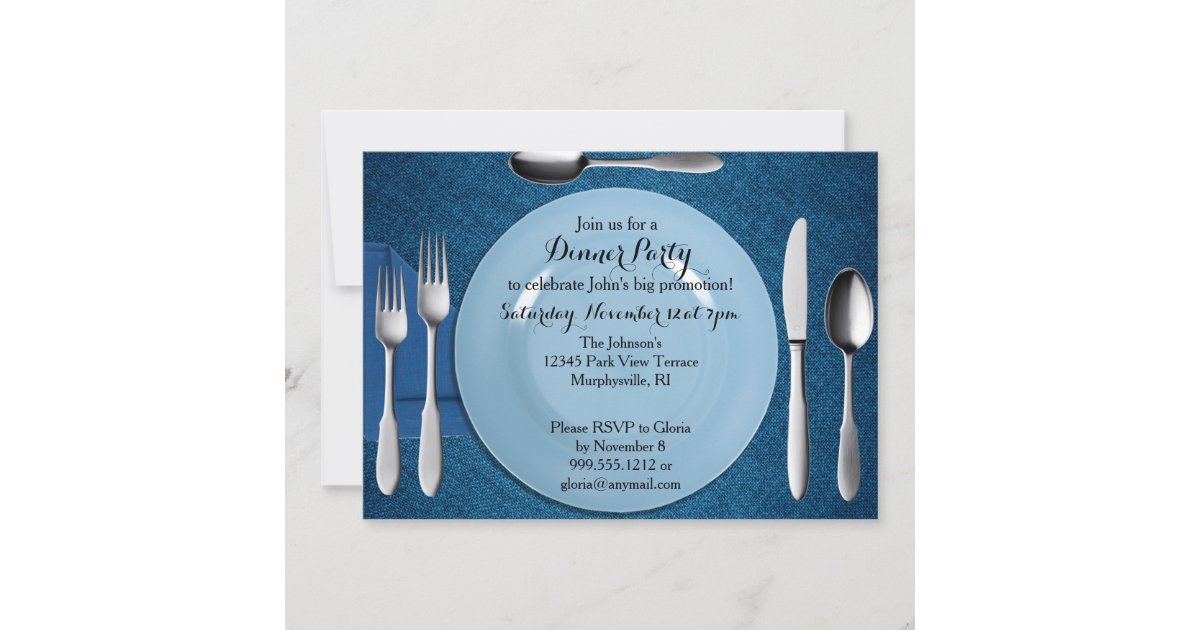 Blue Dinner Party Invitation | Zazzle