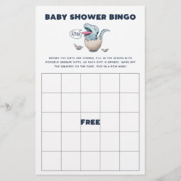 Blue Dinosaur Baby Shower Bingo Game | Zazzle