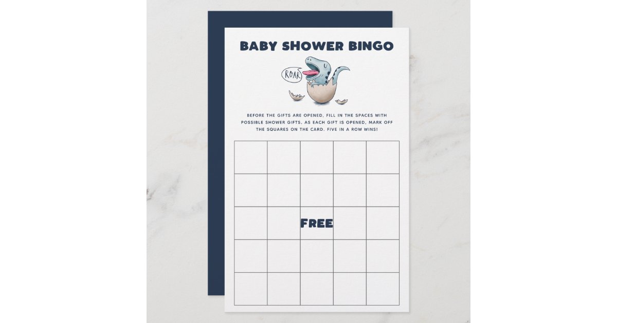 Blue Dinosaur Baby Shower Bingo Game | Zazzle