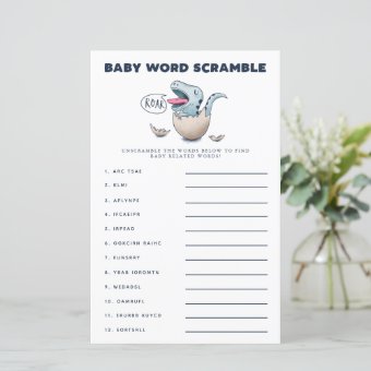 Blue Dinosaur Baby Word Scramble Game | Zazzle