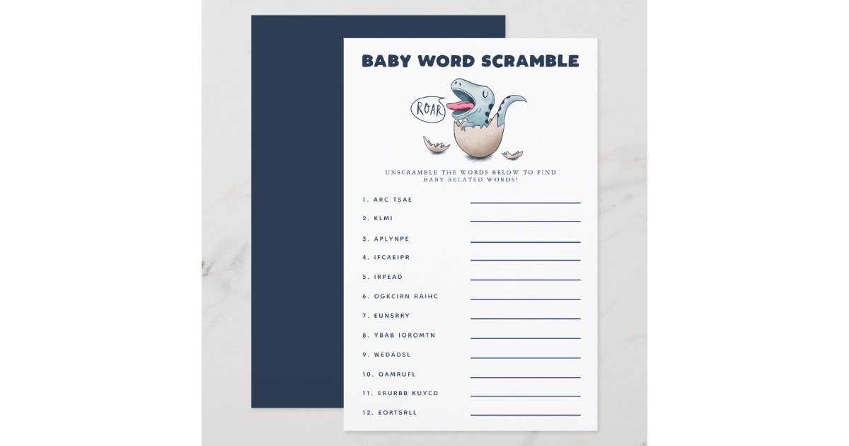 Blue Dinosaur Baby Word Scramble Game | Zazzle