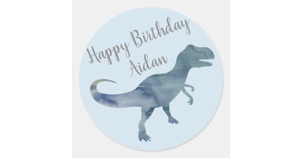 Blue Dinosaur Birthday Party Stickers | Zazzle