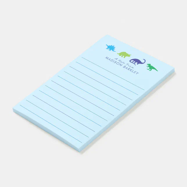 Blue Dinosaur Cute Kid's Dino Post-it Notes | Zazzle