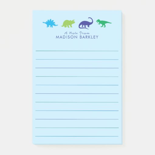 Blue Dinosaur Cute Kid's Dino Post-it Notes | Zazzle