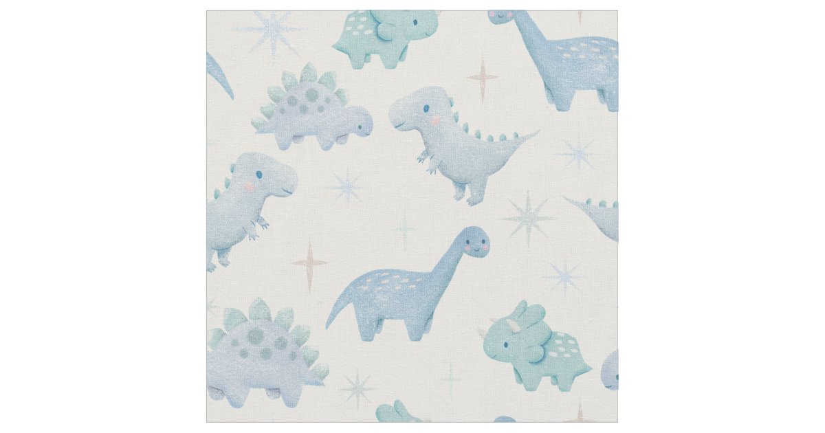Blue Dinosaur Pattern Boys Fabric | Zazzle