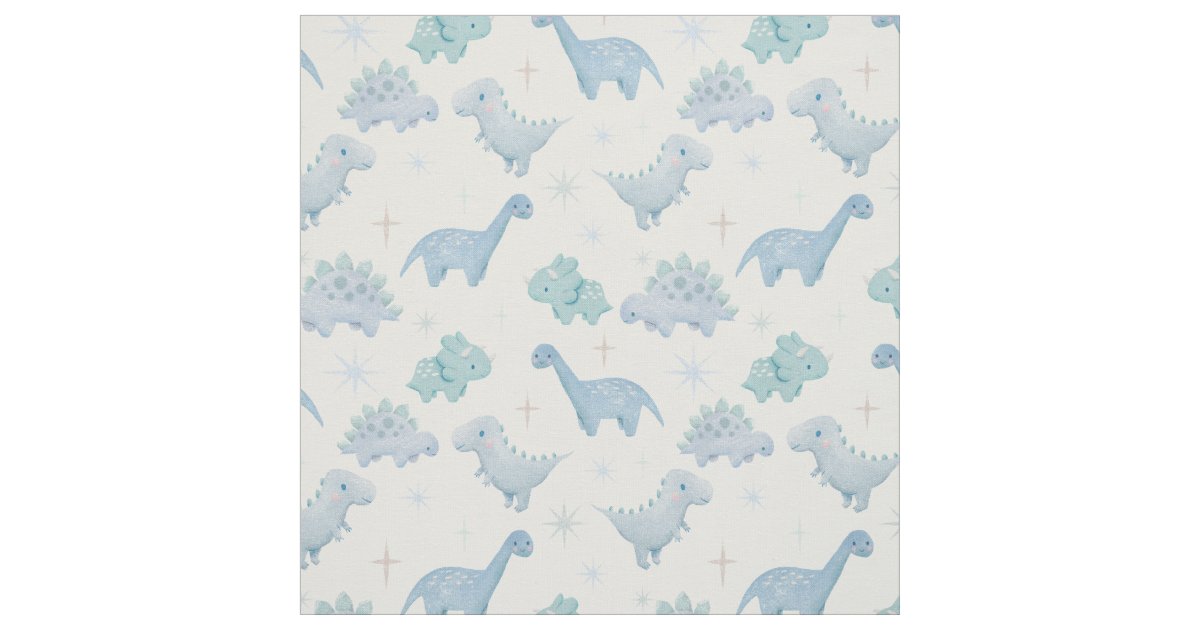 Blue Dinosaur Pattern Boys Fabric | Zazzle