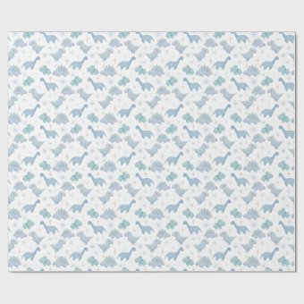 Blue Dinosaur Pattern Wrapping Paper | Zazzle