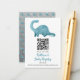 Blue Dinosaur QR Code Baby Registry Enclosure Card | Zazzle