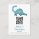 Blue Dinosaur QR Code Baby Registry Enclosure Card | Zazzle