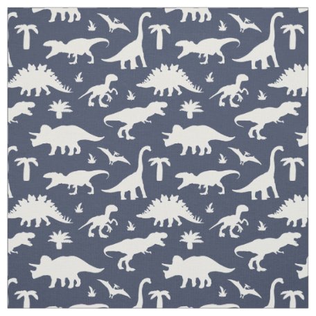 Blue Dinosaur Pattern Boys Fabric | Zazzle
