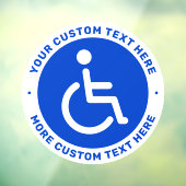 Blue disabled symbol and custom text window cling | Zazzle