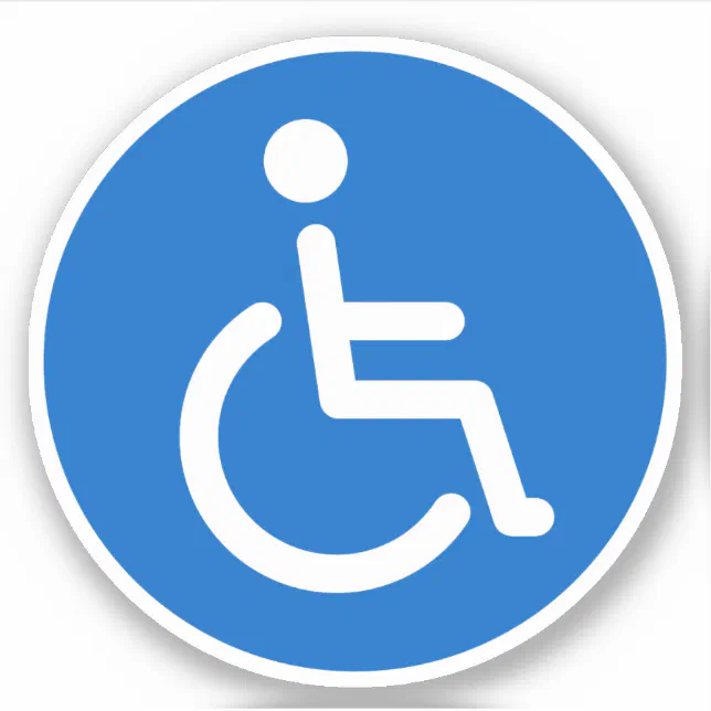 Blue disabled symbol, round stickers | Zazzle