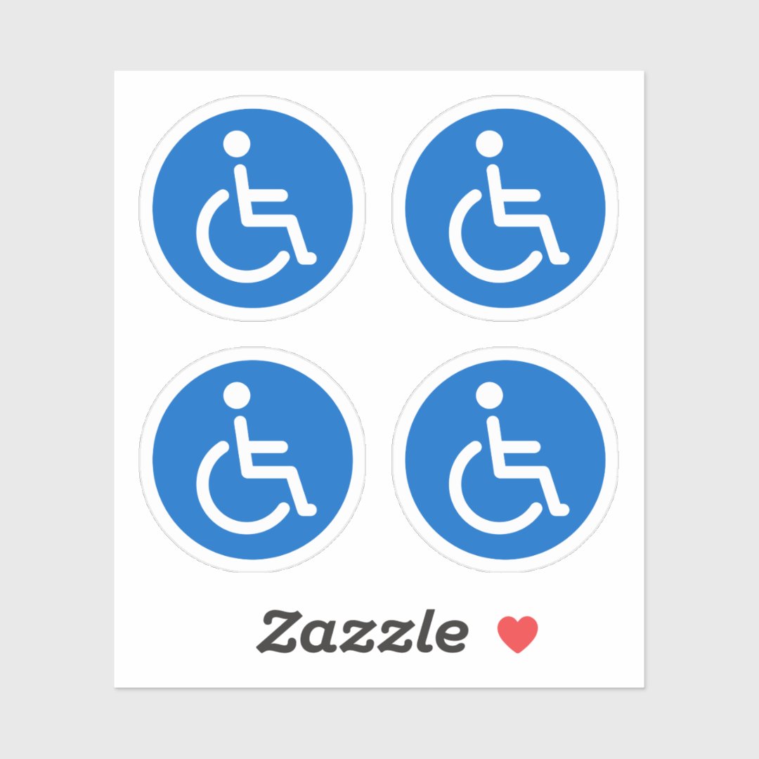 Blue disabled symbol, round stickers, set of four sticker | Zazzle