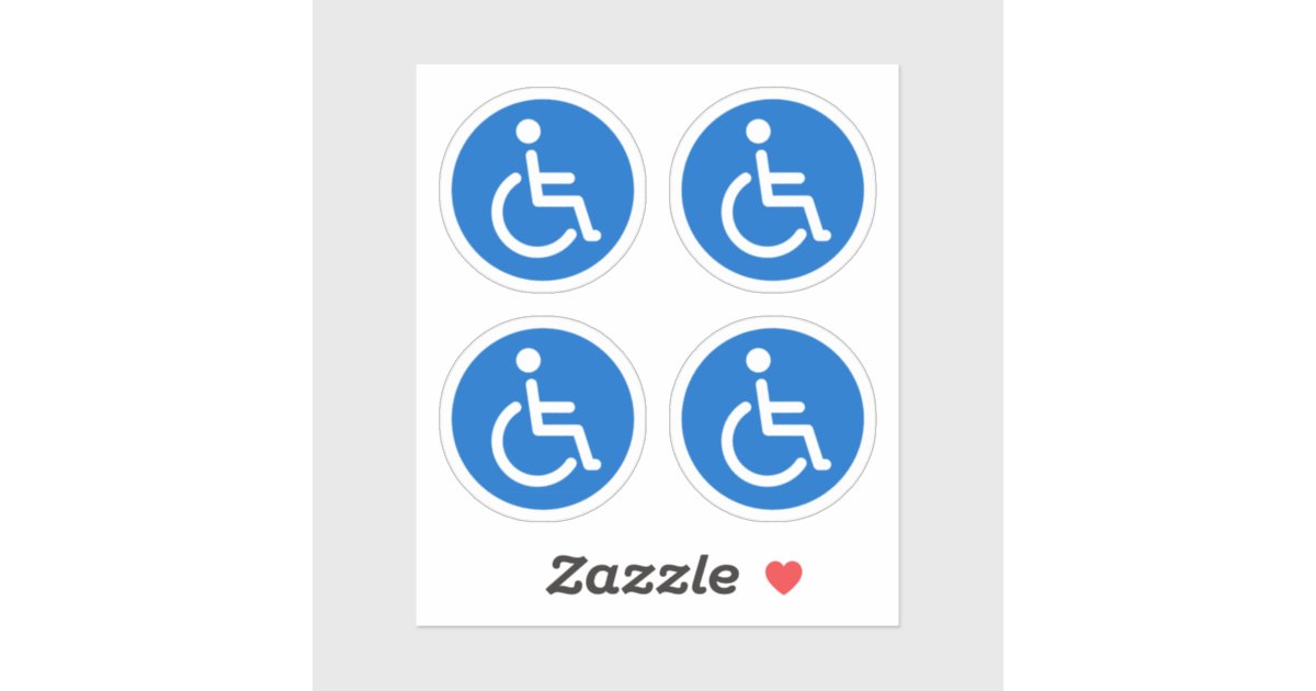 Blue disabled symbol, round stickers, set of four sticker | Zazzle
