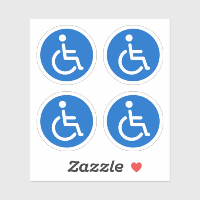 Blue disabled symbol, round stickers, set of four sticker | Zazzle
