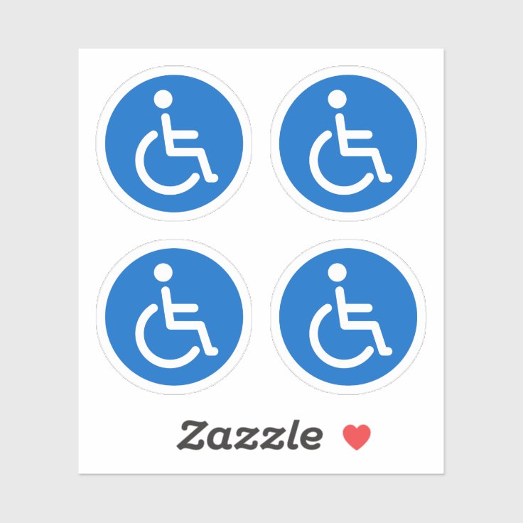 Blue disabled symbol, round stickers, set of four sticker | Zazzle