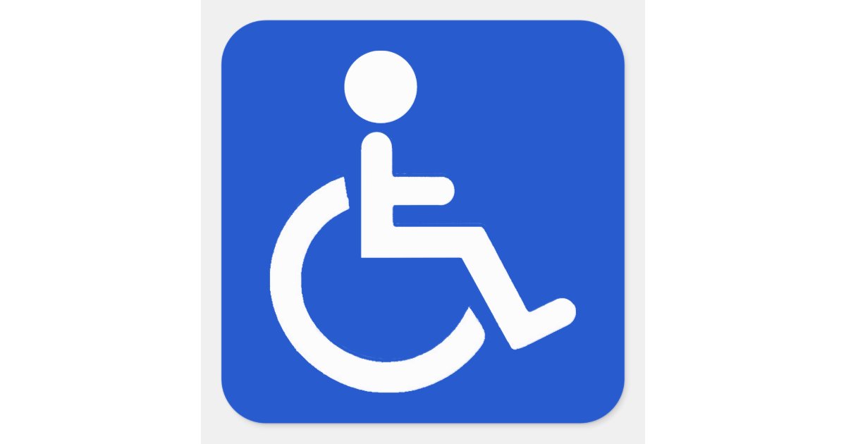 Blue disabled symbol square sticker | Zazzle