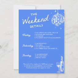 Blue Disco Cocktail Bachelorette Weekend Party Invitation | Zazzle