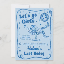 Blue Disco Rodeo Cowgirl Bachelorette Weekend Invitation | Zazzle