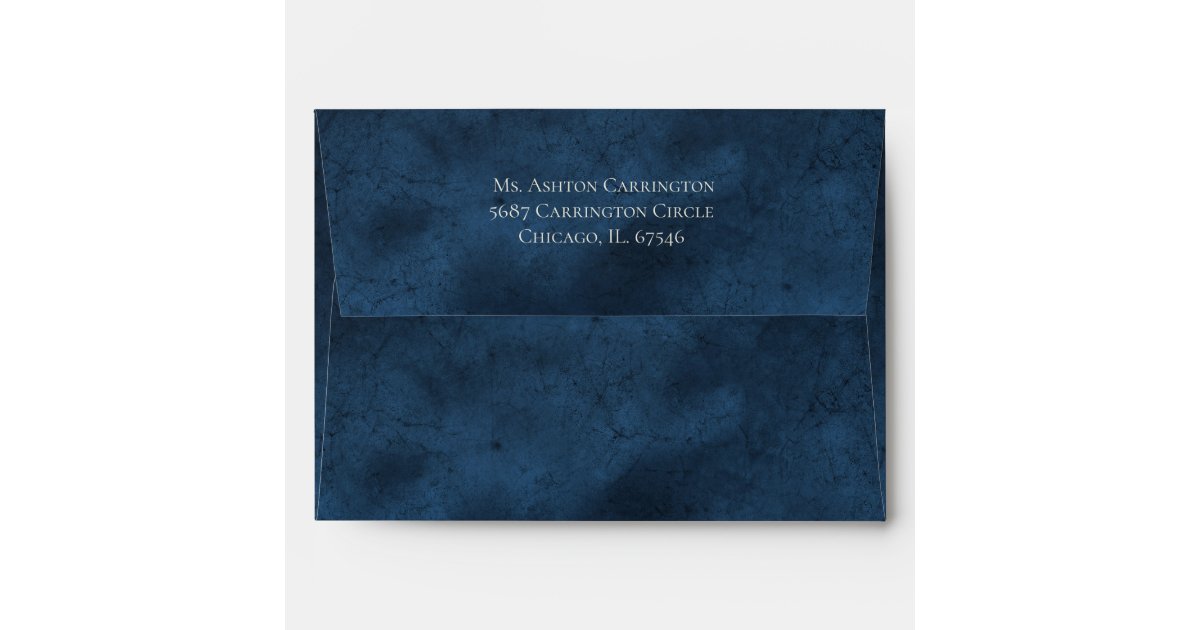 Blue Distressed Self Addressed Wedding Envelope | Zazzle