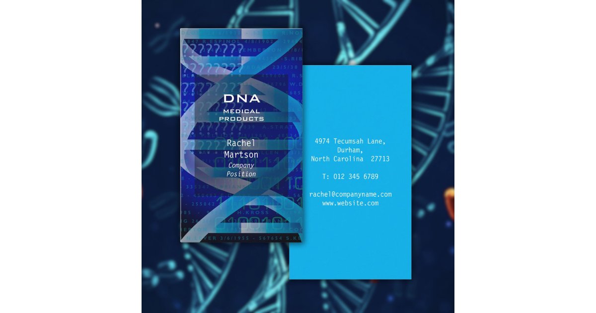 Blue DNA Medical Science Modern Business Card | Zazzle