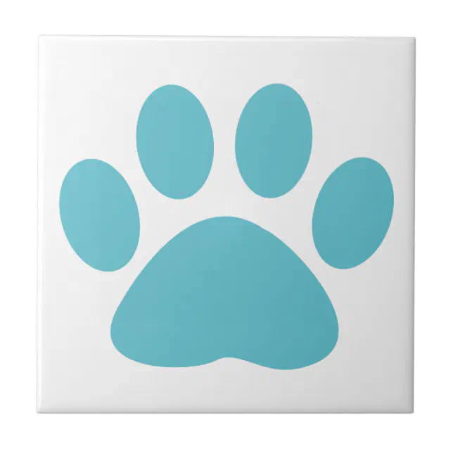 Blue Dog Cat Paw Print Ceramic Tile | Zazzle