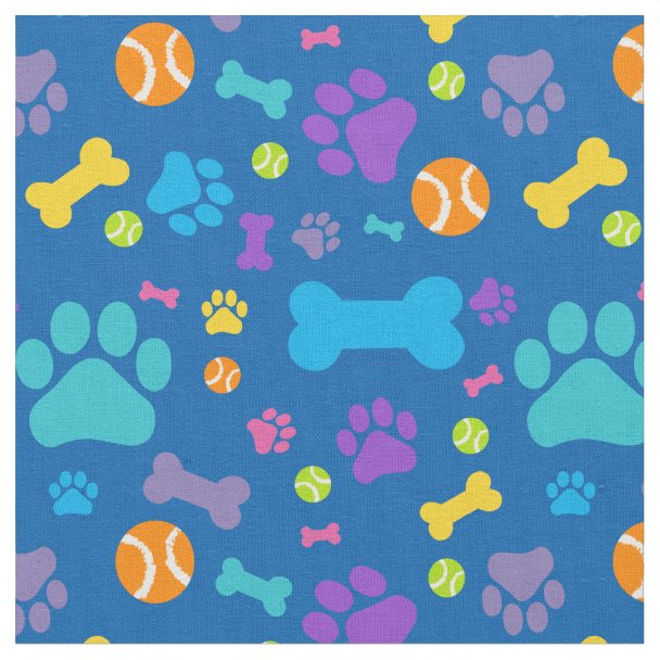 Purple Paw Print Pattern Fabric | Zazzle.com