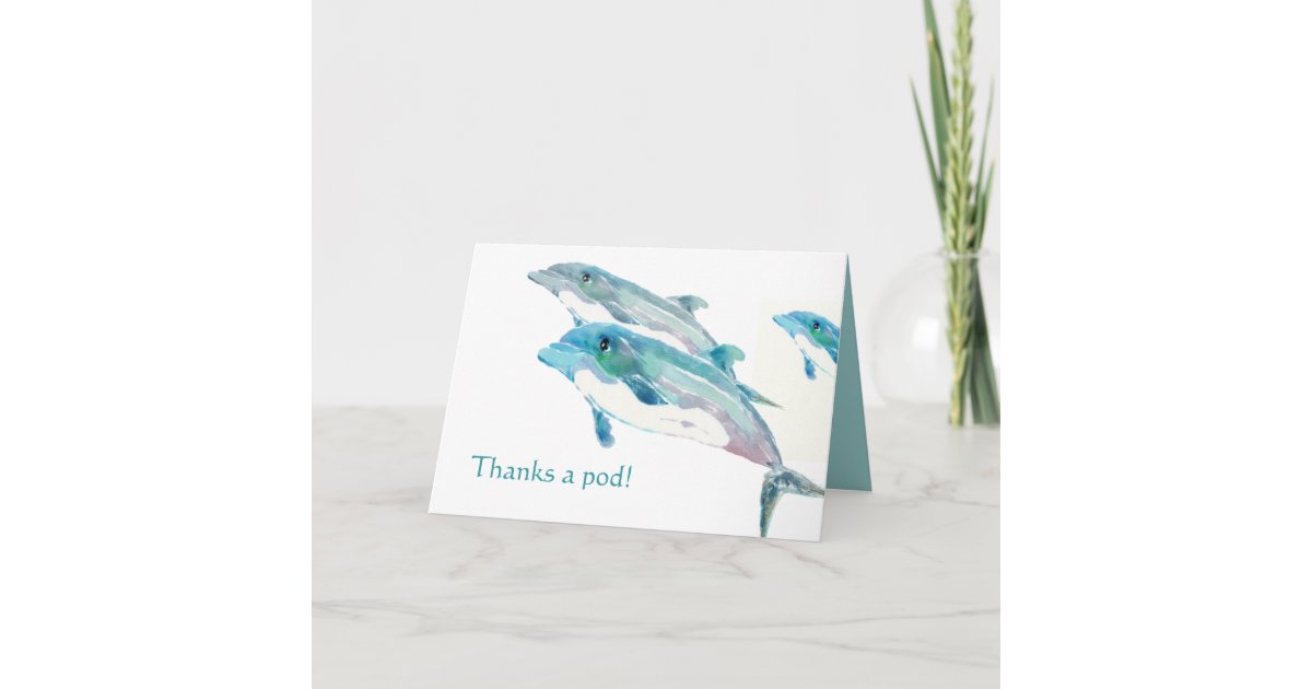 Blue Dolphin Art Funny Thank You Cards | Zazzle