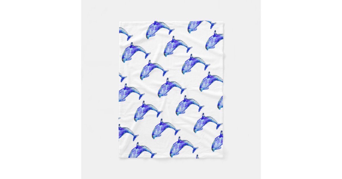 Blue Dolphin Fleece Blanket | Zazzle