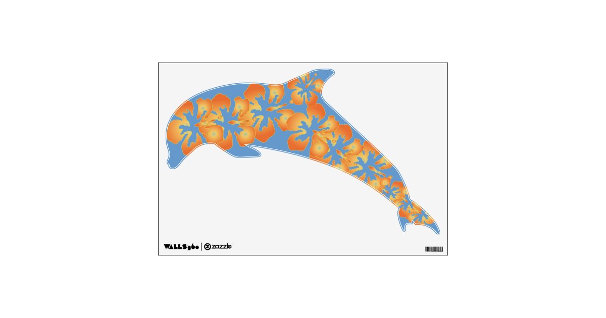 Blue Dolphin with Hawaiian Flowers Wall Decal | Zazzle
