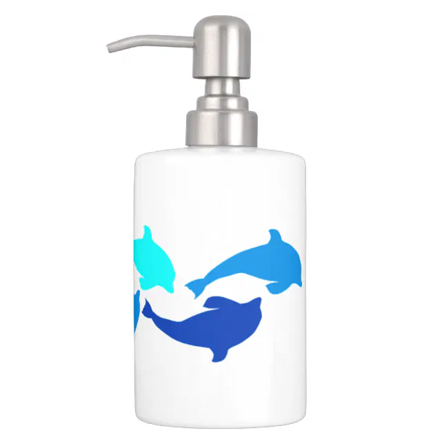 Blue Dolphins Soap Dispenser And Toothbrush Holder | Zazzle