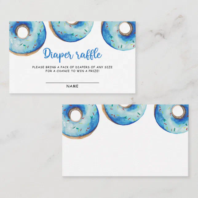Blue Donut diaper raffle game baby shower Enclosure Card | Zazzle