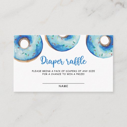 Blue Donut diaper raffle game baby shower Enclosure Card | Zazzle