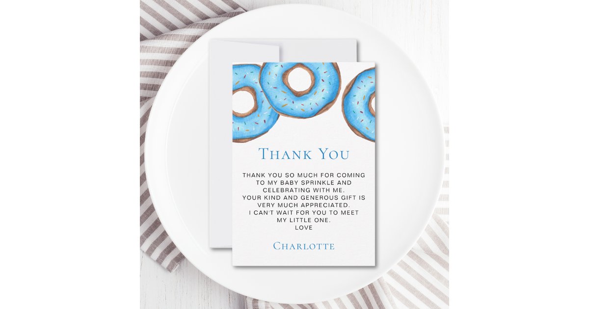Blue Donuts Baby Sprinkle Thank You Card | Zazzle