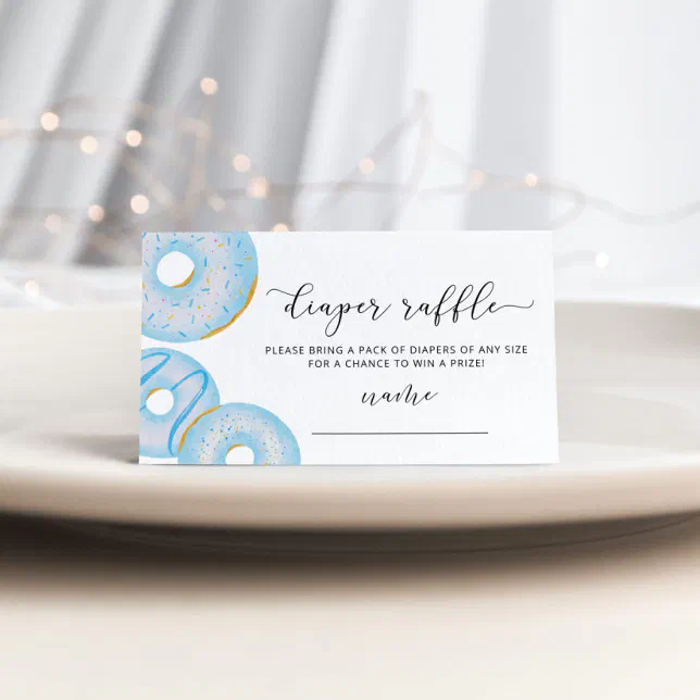 Blue donuts diaper raffle ticket enclosure card | Zazzle