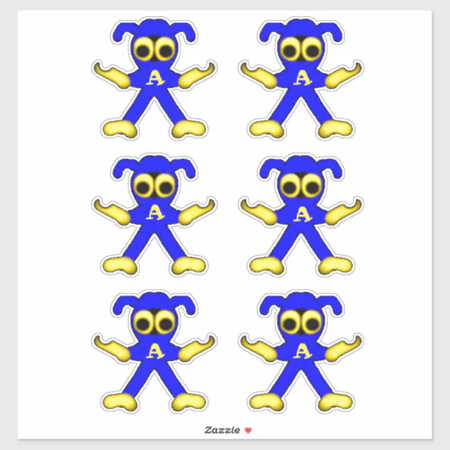 Blue Doodle Bug Man Cute Cartoon Super Hero Sticker | Zazzle