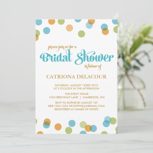 BLUE DOTS CONFETTI | BRIDAL SHOWER INVITATION | Zazzle