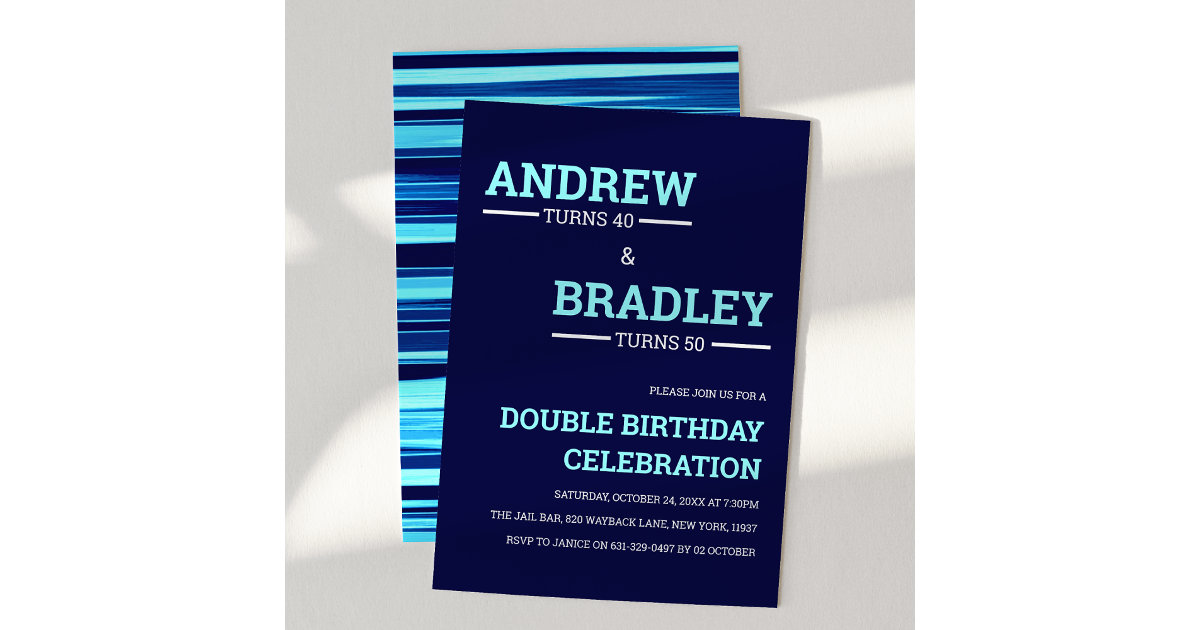 Blue Double Birthday Celebration Invitation | Zazzle