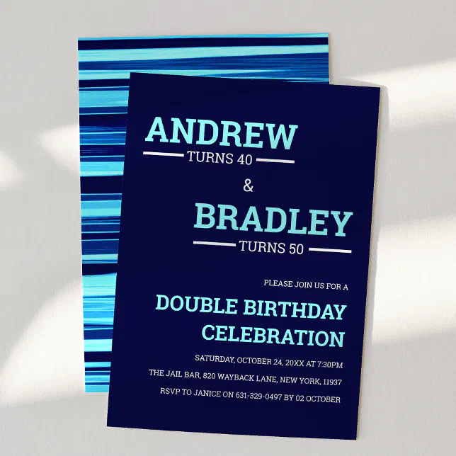 Blue Double Birthday Celebration Invitation | Zazzle