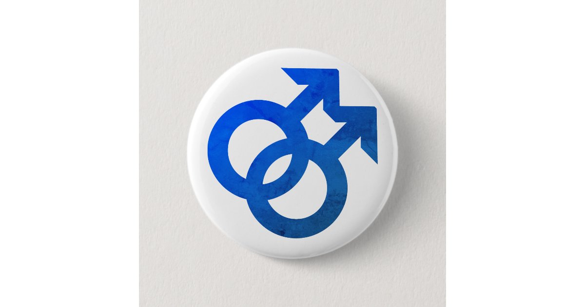 Blue Double Male symbol Button | Zazzle