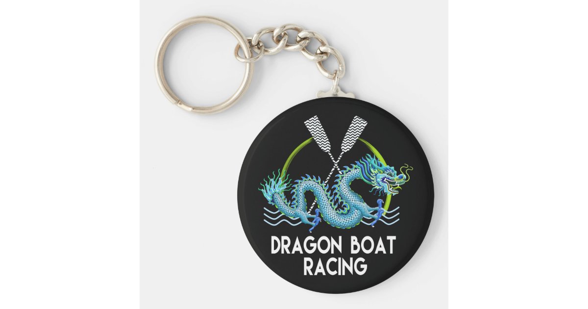 Blue Dragon Boat Racing Keychain | Zazzle