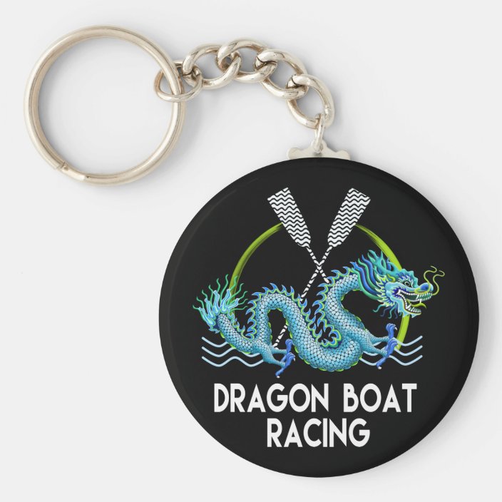Blue Dragon Boat Racing Keychain | Zazzle