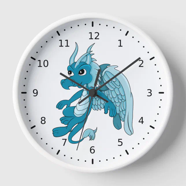 Blue Dragon Cartoon Clock | Zazzle