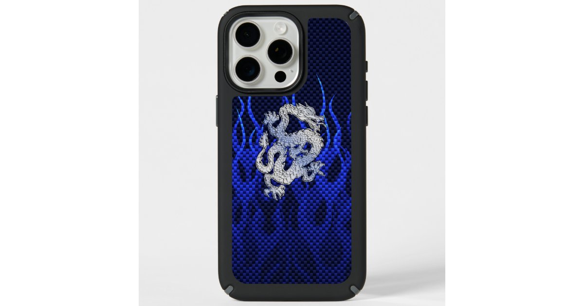 Blue Dragon Chrome like Carbon Fiber flames Speck iPhone Case | Zazzle