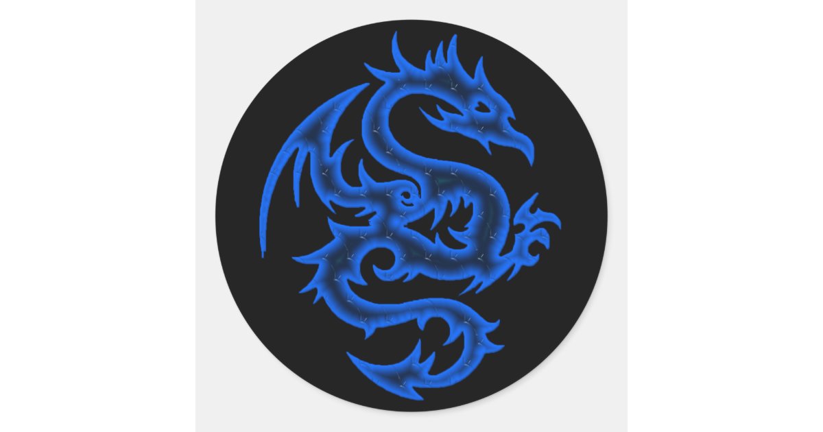 BLUE DRAGON CLASSIC ROUND STICKER | Zazzle